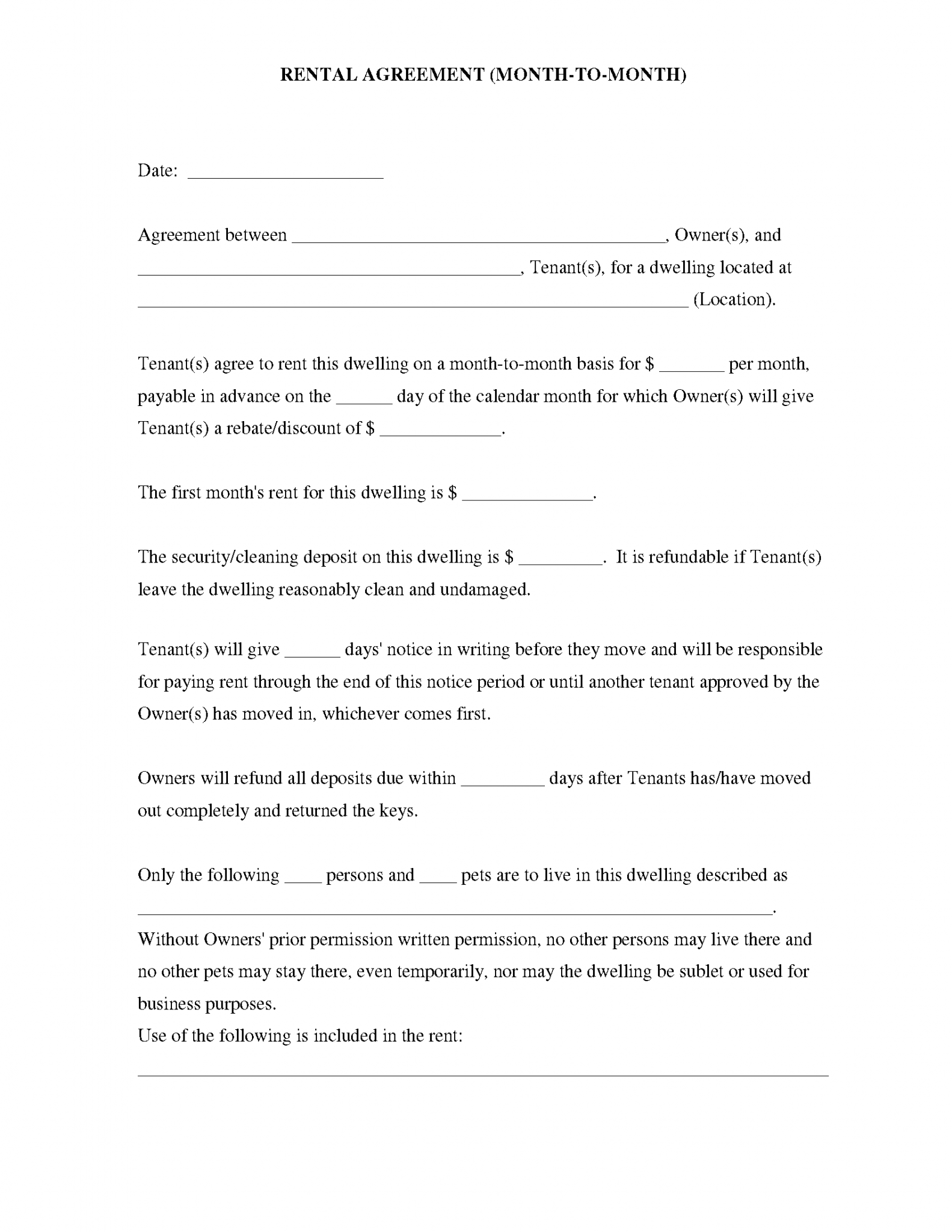 Free Lease Agreement Templates (6) | PDF | WORD | RTF