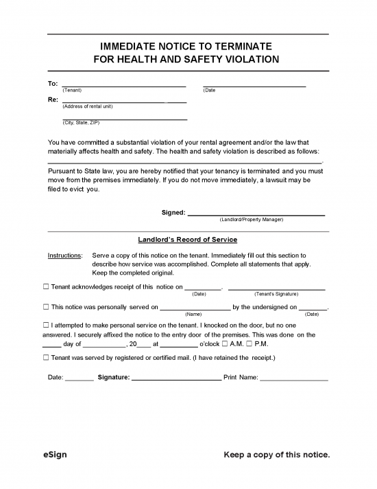 Free Eviction Notice Template (Notice to Quit) | PDF | WORD | RTF