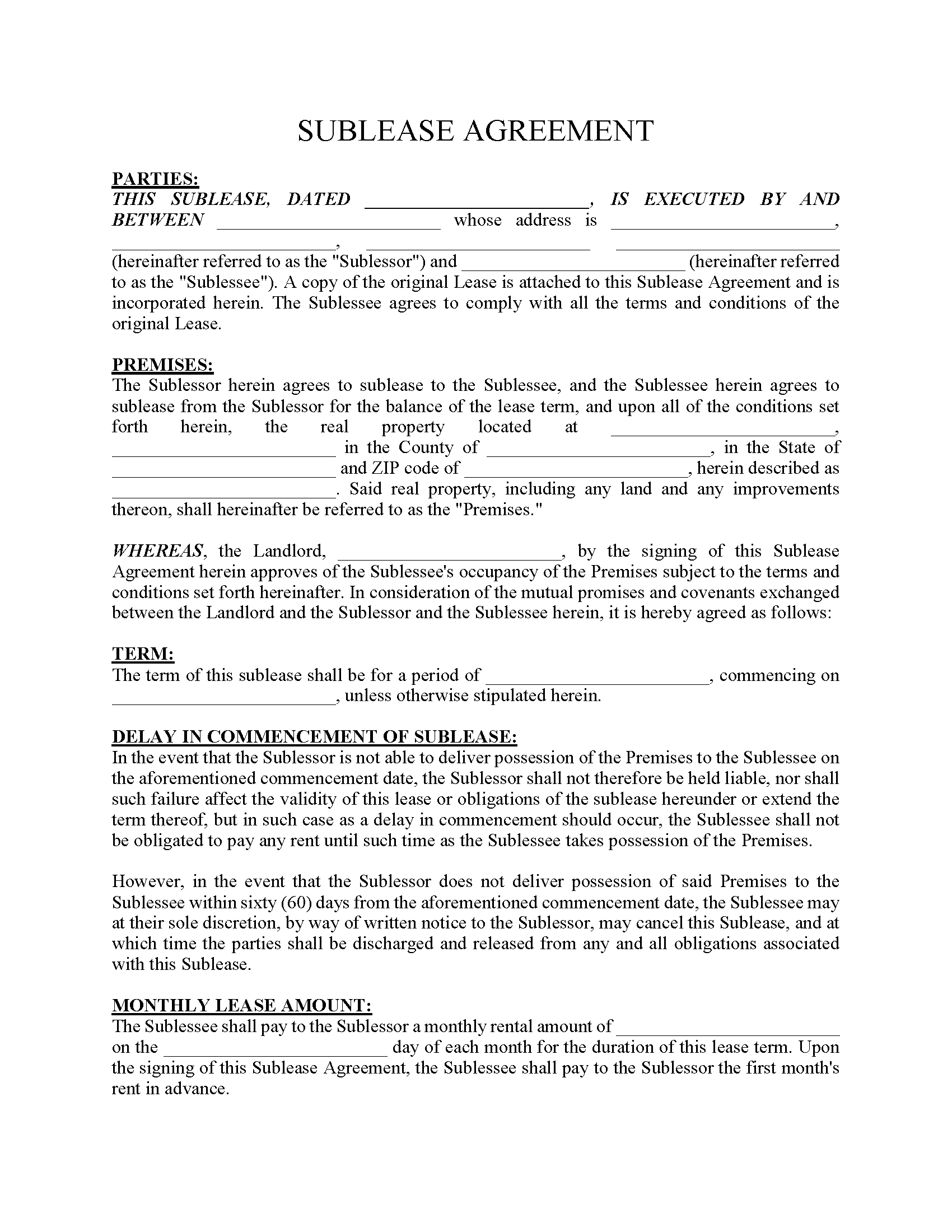 Free Maryland Sublease Agreement Template | PDF | WORD | RTF