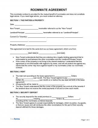 Free Roommate Agreement Template | PDF | WORD | RTF