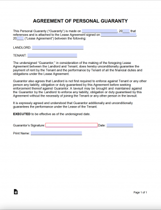 Free Lease Personal Guaranty Form (co-signer) | PDF | WORD | RTF