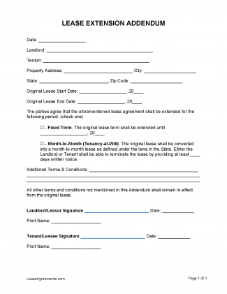 Free Lease Extension Addendum - Template | PDF | WORD | RTF