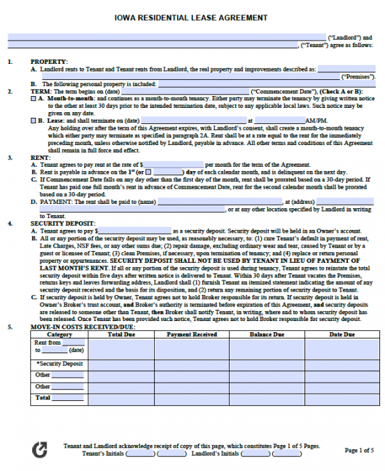 Free Iowa Standard Residential Lease Agreement | PDF | WORD | RTF
