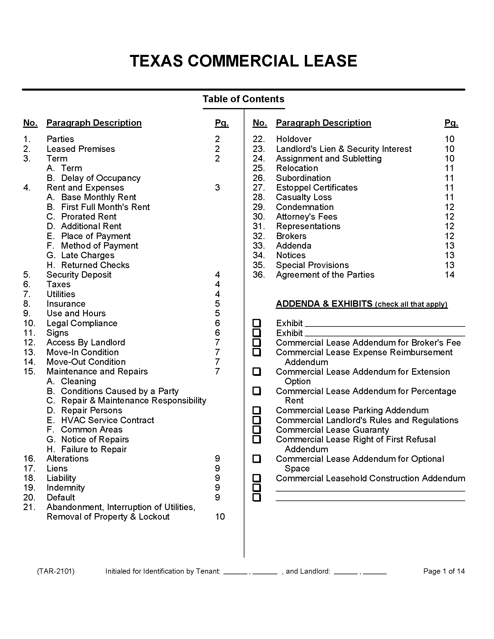 Free Texas Commercial Lease Agreement Template | PDF | WORD | RTF