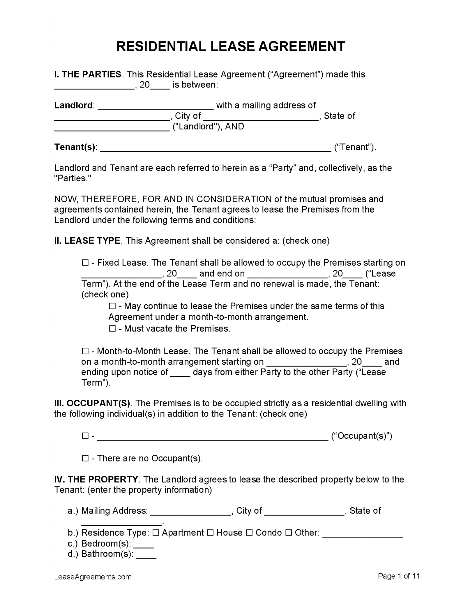 Free Lease Agreement Templates (6) | PDF | WORD | RTF