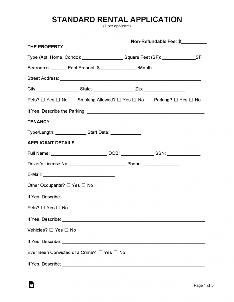 Free Rental Application Template | PDF | WORD | RTF