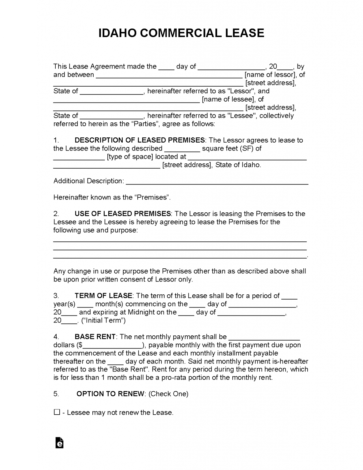Free Idaho Lease Agreement Templates (6) | PDF | WORD | RTF