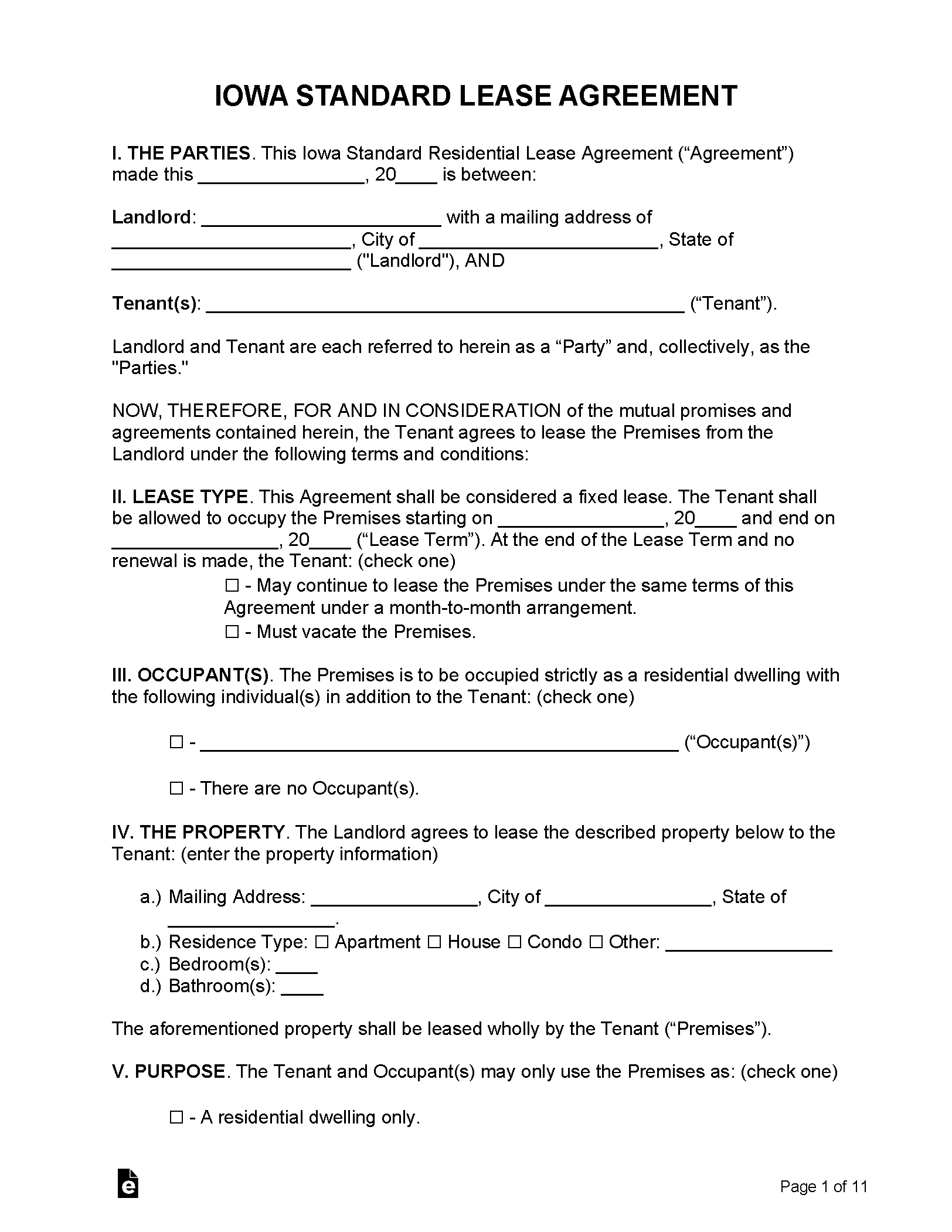 Free Iowa Lease Agreement Templates (6) | PDF | WORD | RTF