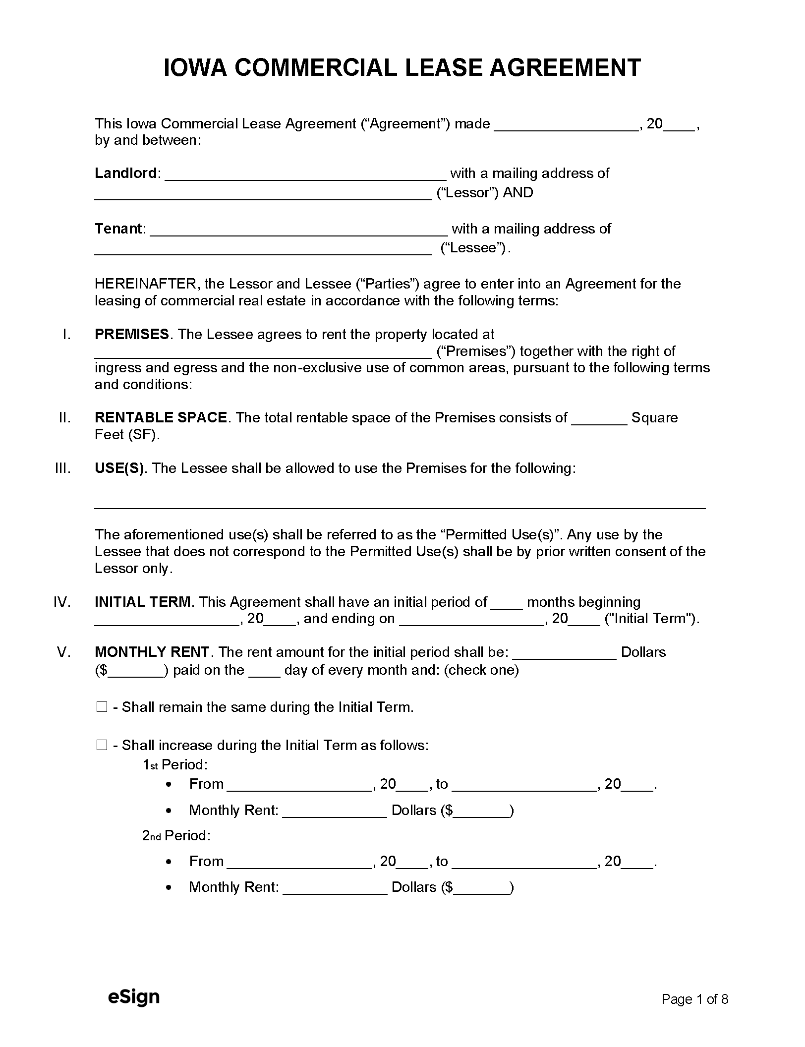 Free Iowa Commercial Lease Agreement Template | PDF | WORD | RTF