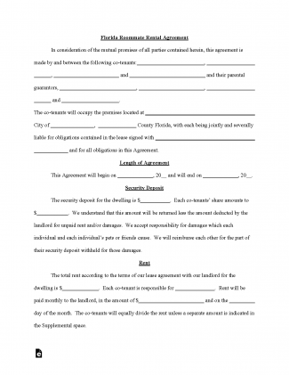 Free Florida Roommate Agreement Template | PDF | WORD | RTF
