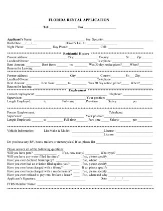 Free Florida Rental Application Form | PDF
