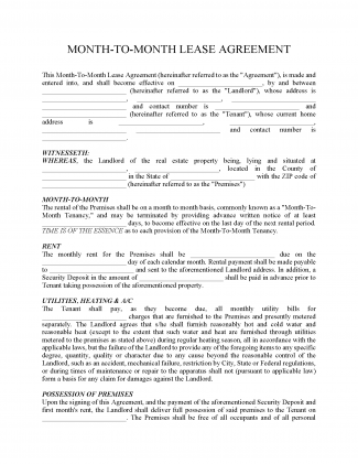 Free Georgia Month-to-Month Rental Agreement | PDF | WORD | RTF