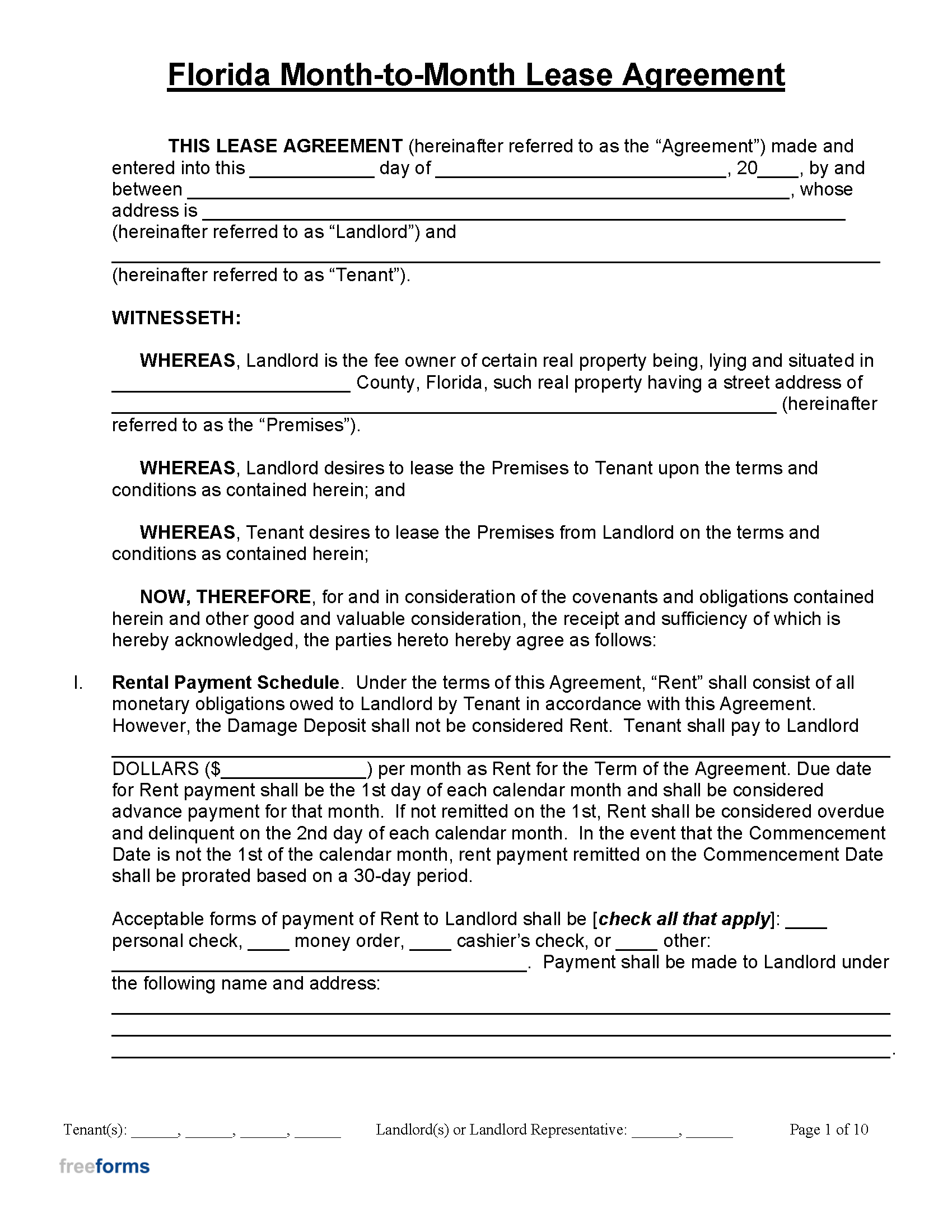 Free Florida Lease Agreement Templates (6) | PDF | WORD | RTF