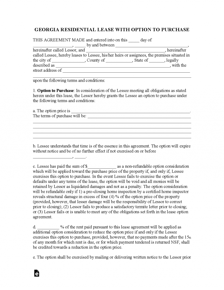 Free Georgia Lease Agreement Templates (6) | PDF | WORD | RTF