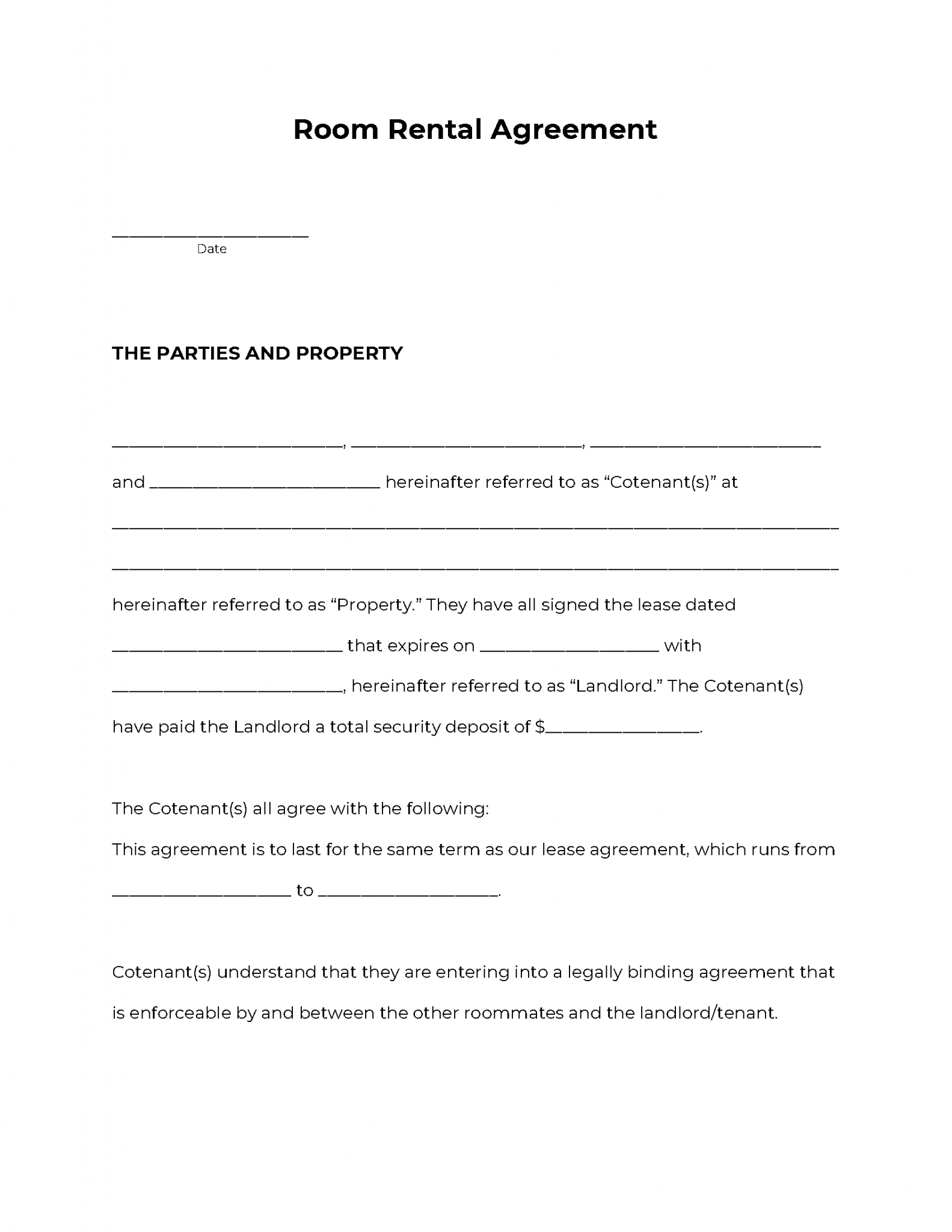 Free Roommate Agreement Template | PDF | WORD | RTF
