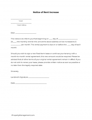 Free Rent Increase Notice - Sample Letters | PDF | WORD | RTF