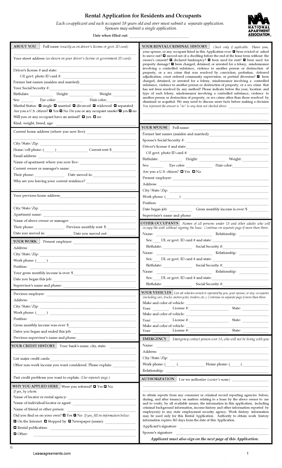 Free Indiana Rental Application Form | PDF
