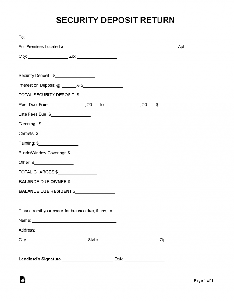 Free Security Deposit Return Letter - Template | PDF | WORD | RTF